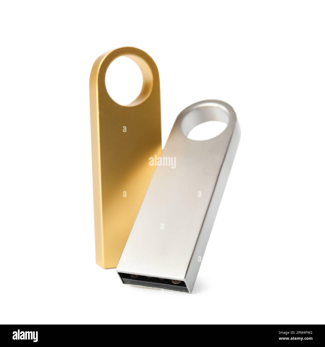 Metallic USB flash drives isolated on white background Stock Photo - Alamy