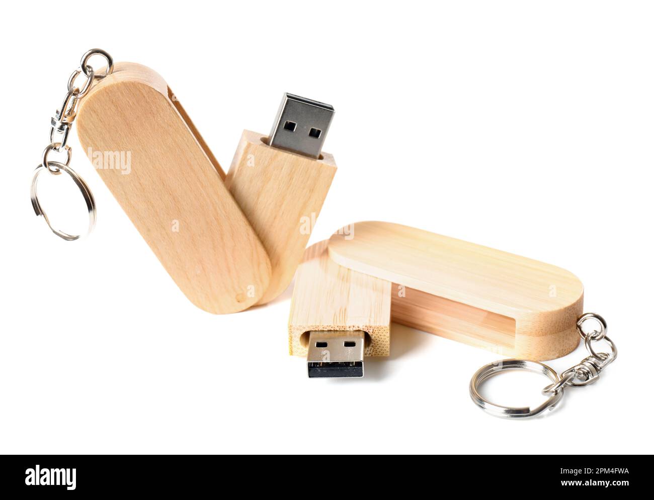Wooden USB flash drives isolated on white background Stock Photo - Alamy