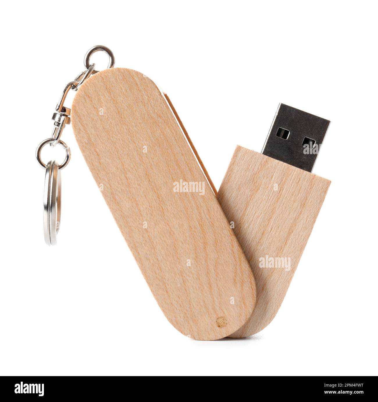 Wooden USB flash drive isolated on white background Stock Photo - Alamy