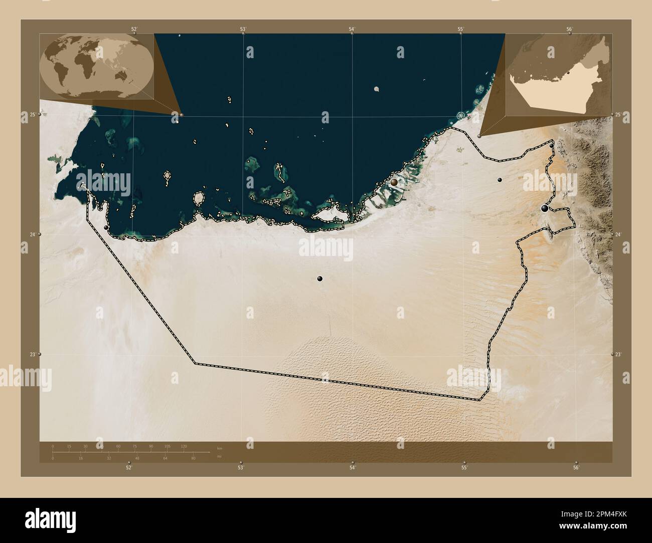 Abu Dhabi, emirate of United Arab Emirates. Low resolution satellite ...