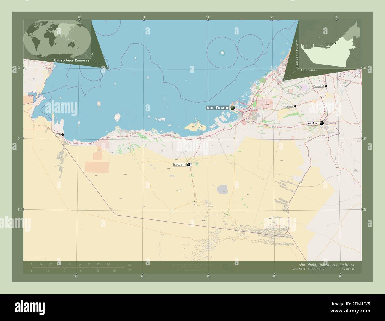 Abu Dhabi, emirate of United Arab Emirates. Open Street Map. Locations ...