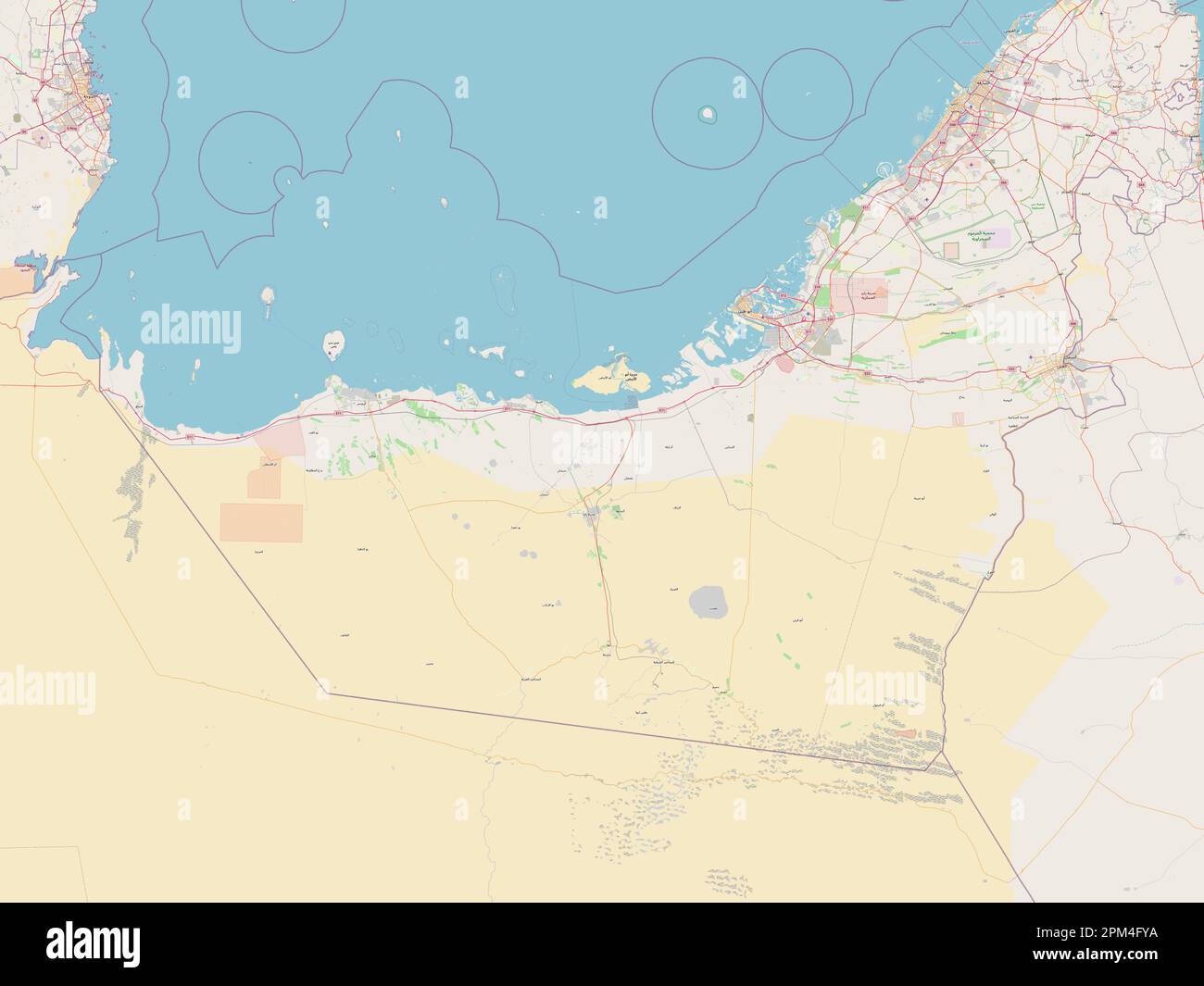 Abu Dhabi, emirate of United Arab Emirates. Open Street Map Stock Photo ...