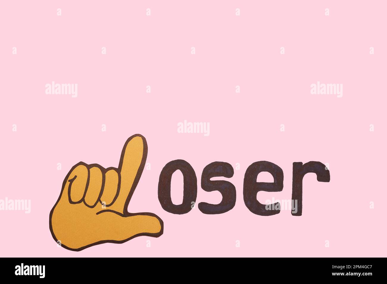 Word LOSER with drawn hand on pink background Stock Photo - Alamy