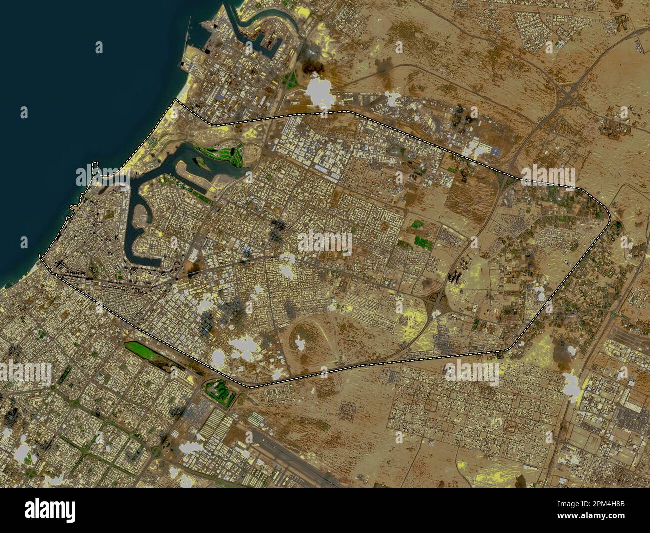 Ajman, emirate of United Arab Emirates. Low resolution satellite map ...