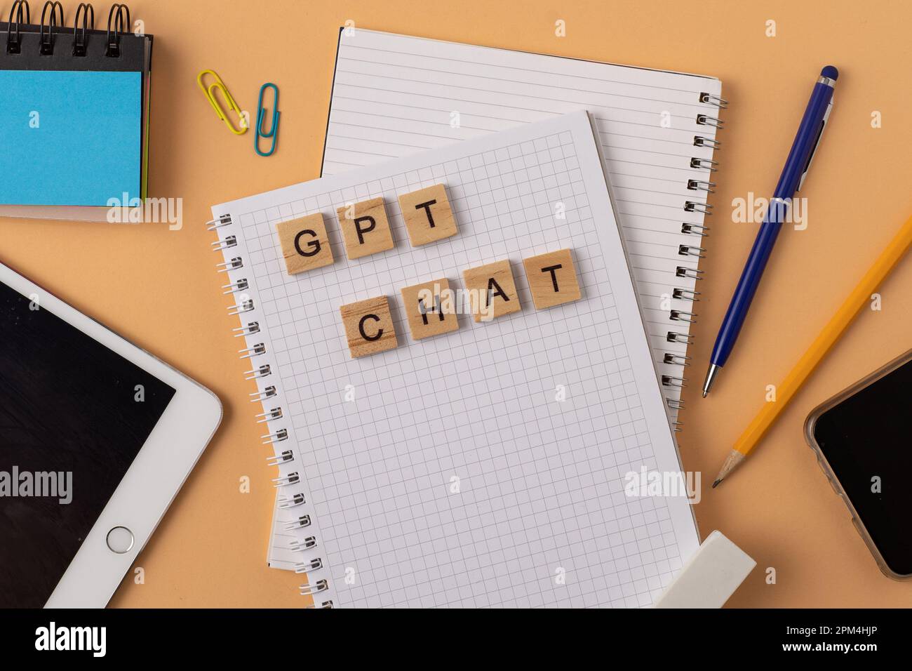 Work and study background with the help of a chatGPT bot. Words in ...