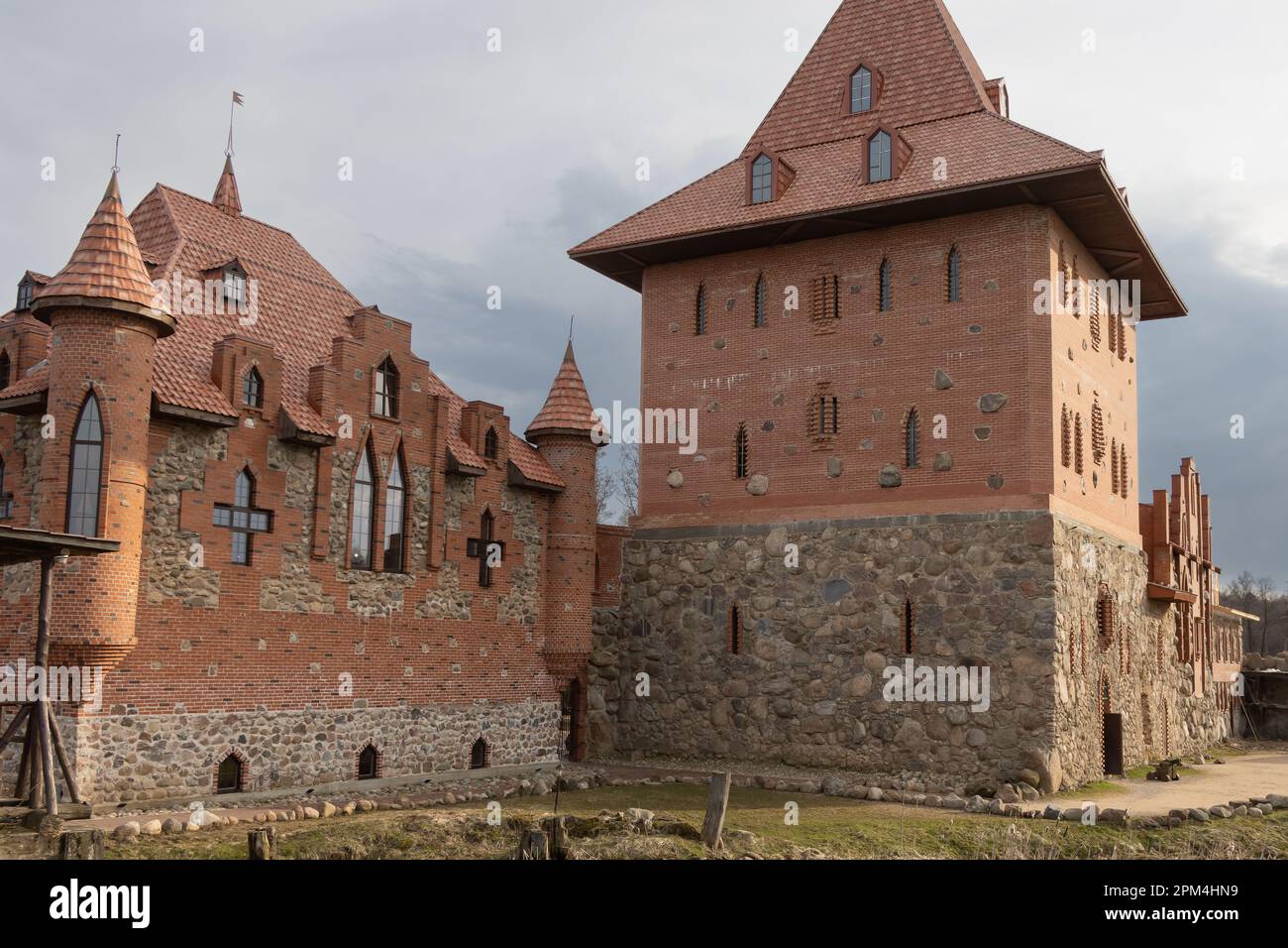 modern reconstruction of a medieval stone castle Stock Photo - Alamy
