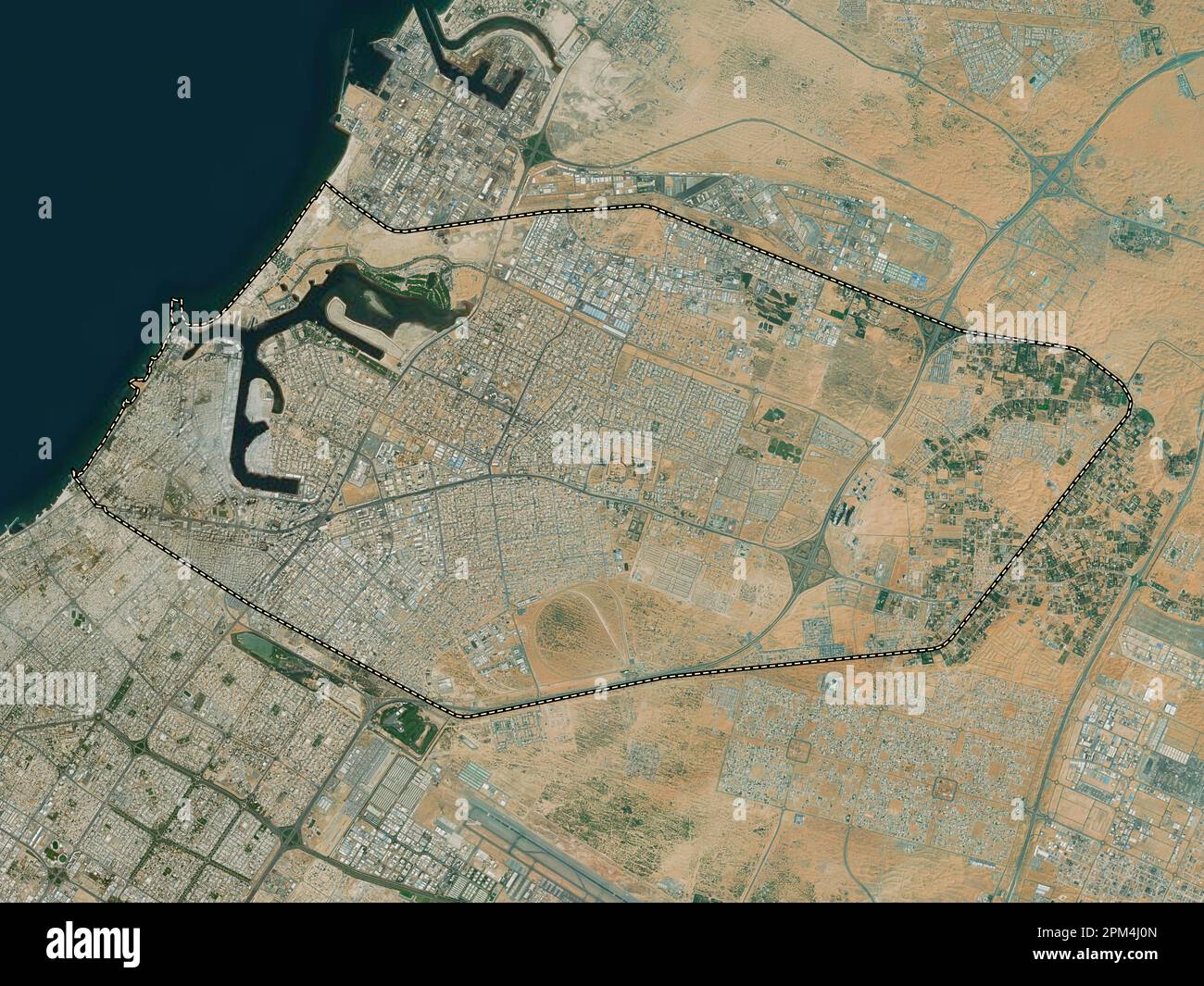 Ajman, emirate of United Arab Emirates. High resolution satellite map ...