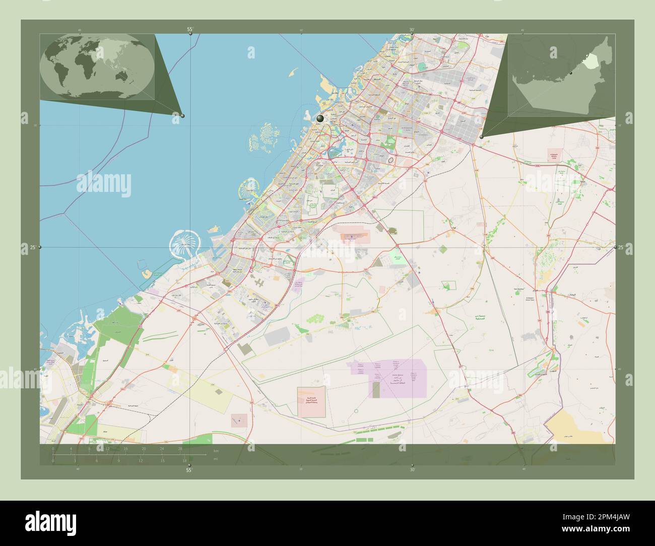 Dubay, emirate of United Arab Emirates. Open Street Map. Corner ...