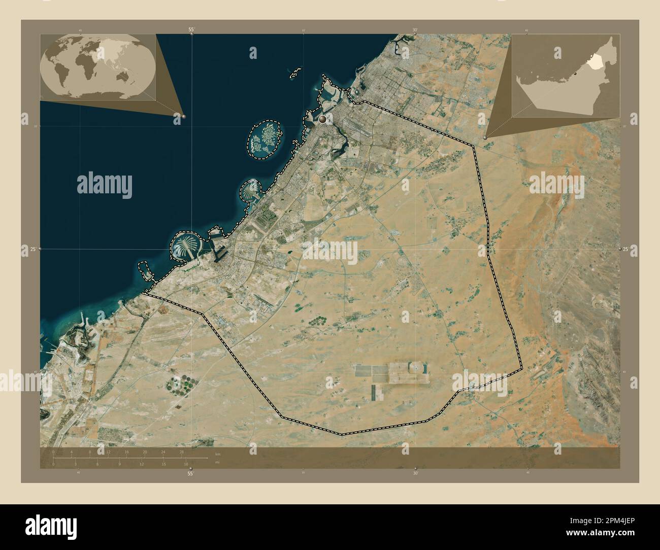 Dubay, emirate of United Arab Emirates. High resolution satellite map ...