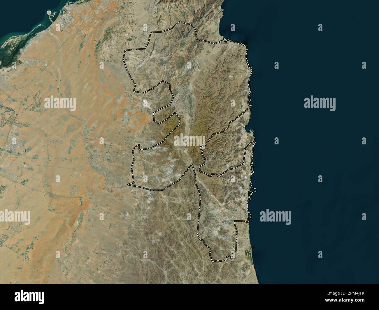 Fujayrah, emirate of United Arab Emirates. High resolution satellite ...