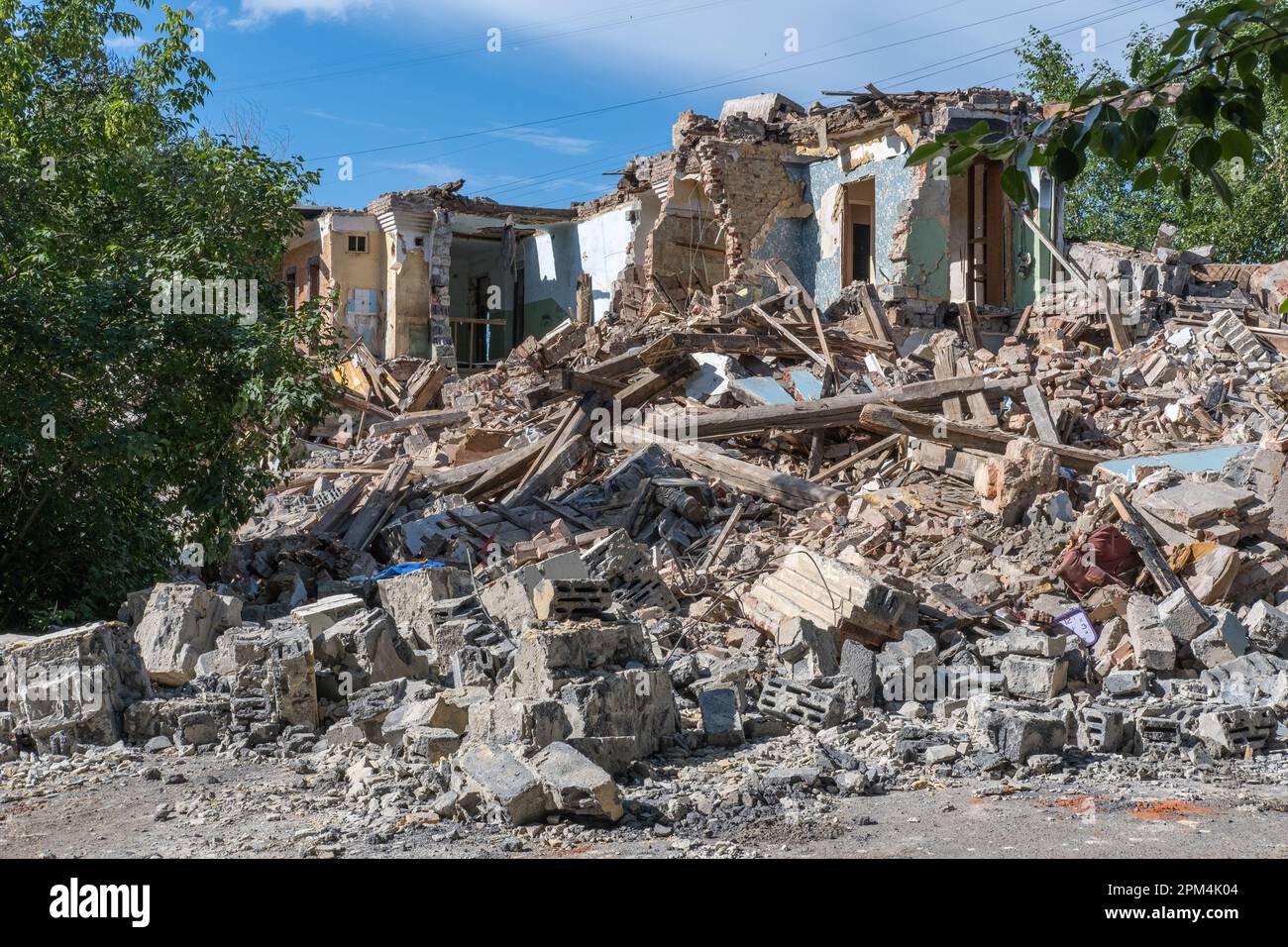 Landscape of ruined buildings, image of decrepitude or natural disaster ...
