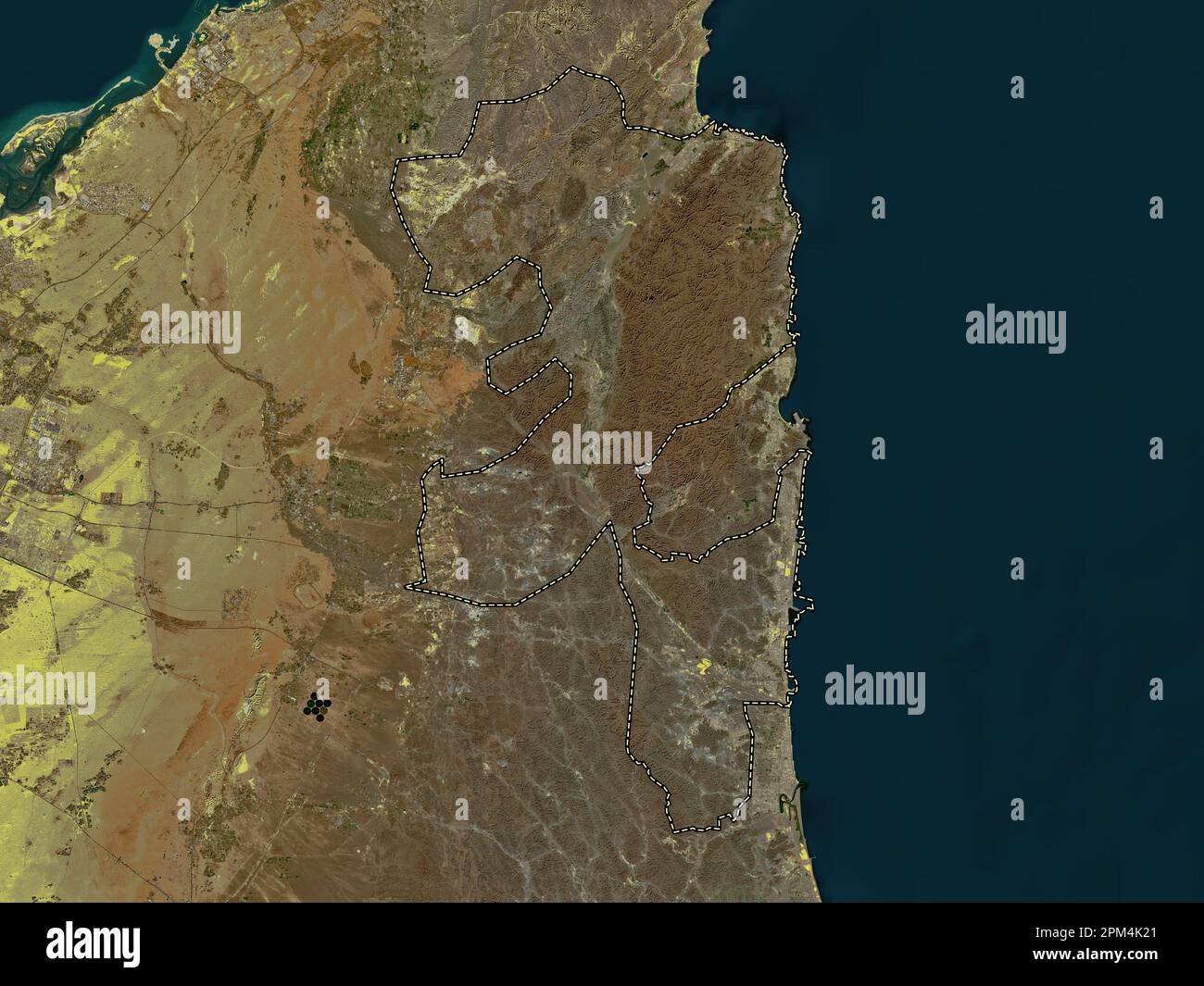 Fujayrah, emirate of United Arab Emirates. Low resolution satellite map ...