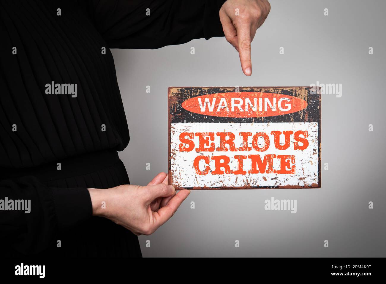 Serious Crime Concept. Warning sign with text on a white background in ...
