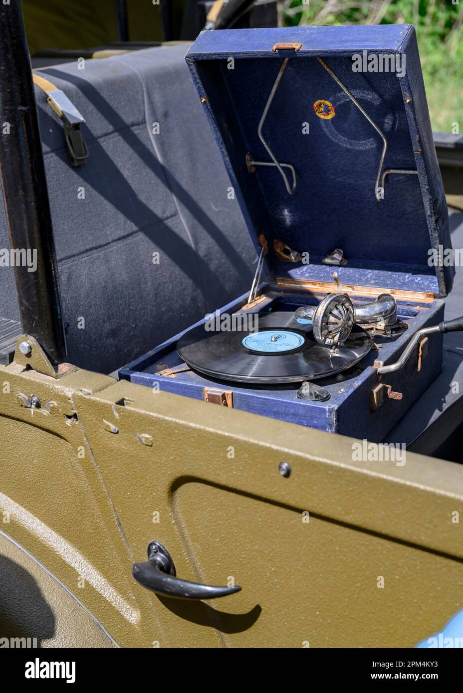 An old gramophone playing a record 'Here someone came down from the ...