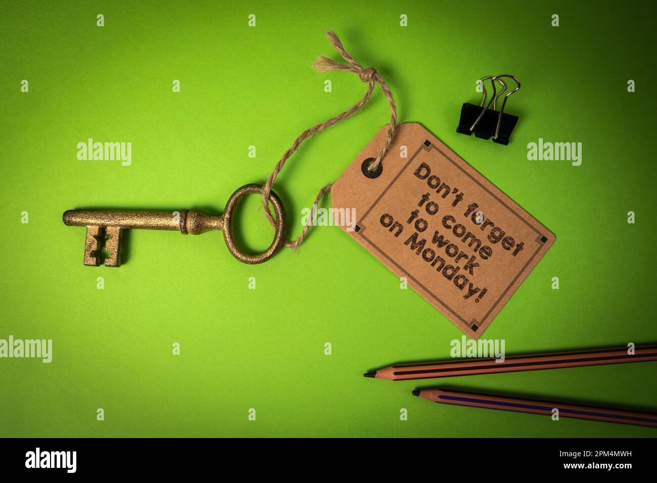 Don't forget to come to work on Monday. Key with price tag Stock Photo ...