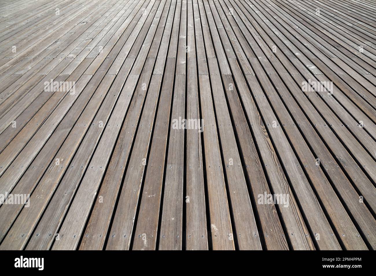 Gray uncolored wooden floor with perspective effect, background photo ...