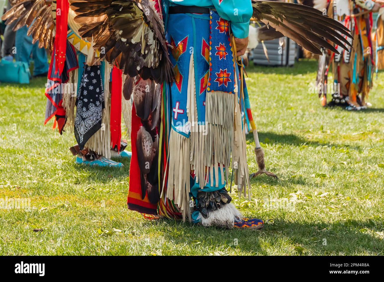Powwow. Native Americans dressed in full Regalia. Close-up details of ...