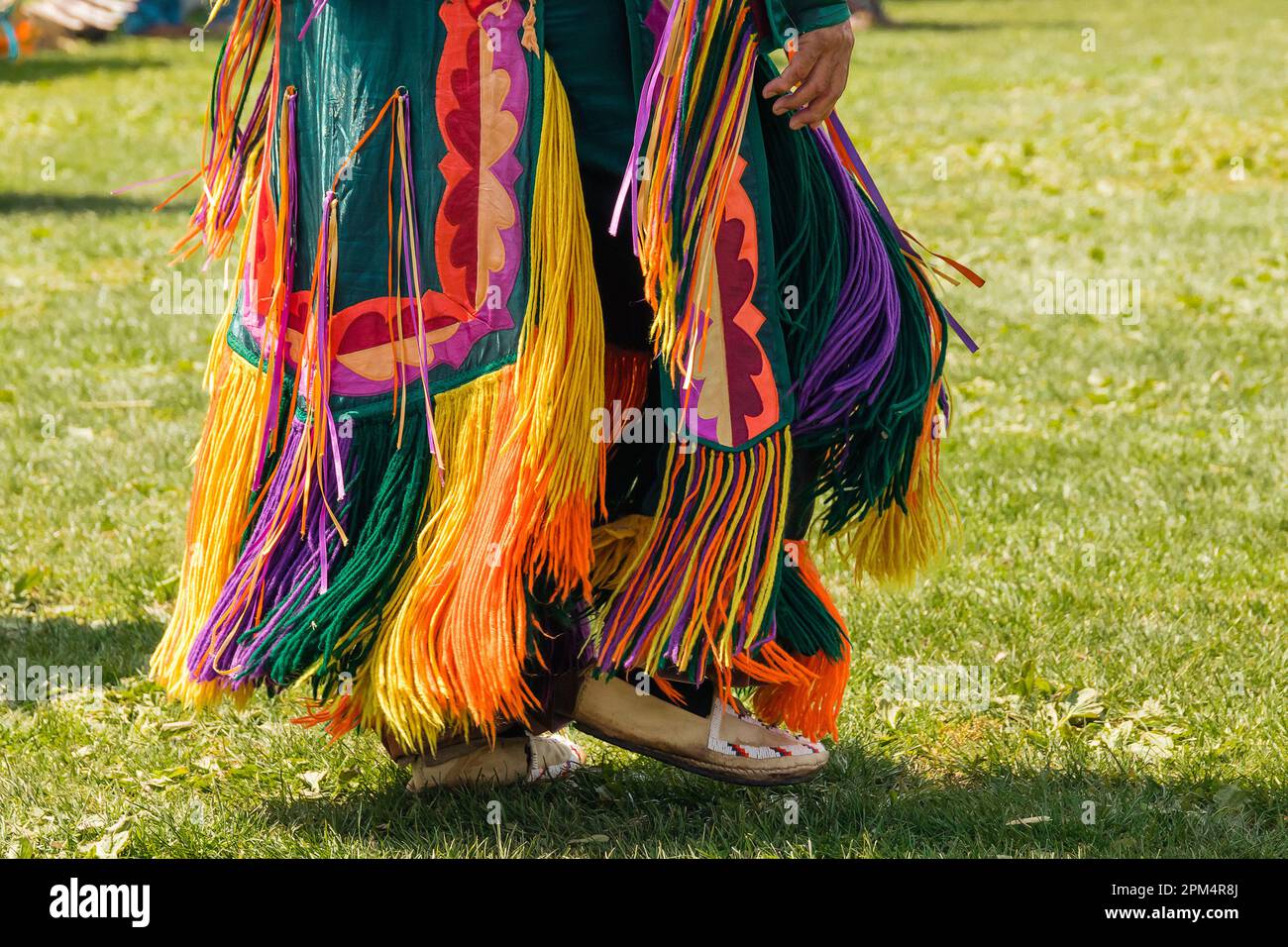 Powwow. Native Americans dressed in full Regalia. Close-up details of ...