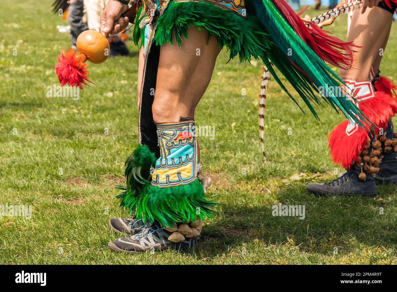 Powwow. Native Americans dressed in full Regalia. Close-up details of ...
