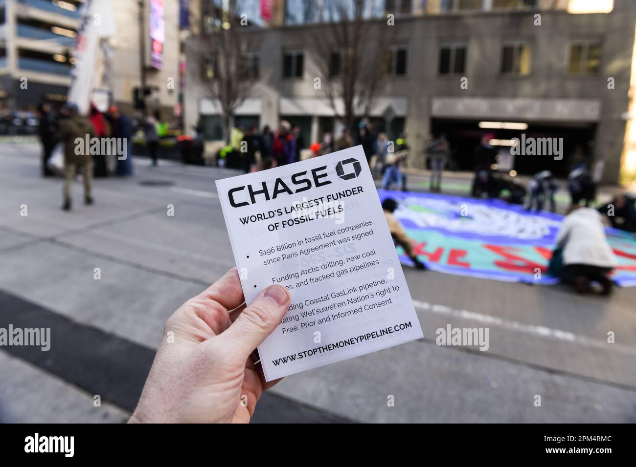Seattle, USA - 19 Feb, 2020. Chase climate change Protest late in the ...