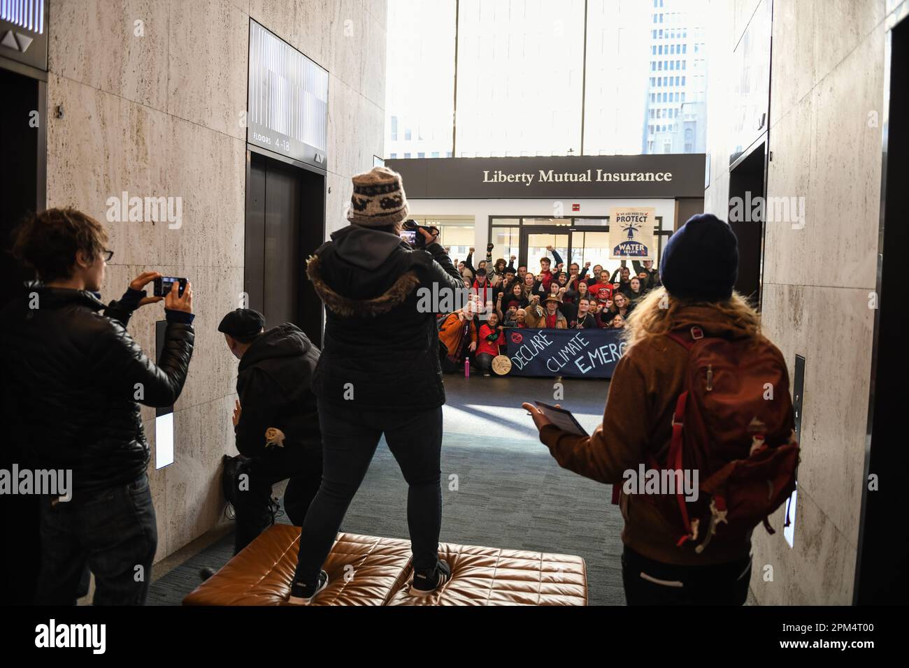 Seattle, USA - 19 Feb, 2020. Chase climate change Protest late in the ...