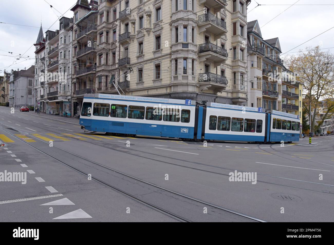 Zurich tram at Römerhof junction, Zurich, Switzerland, November 2022 ...