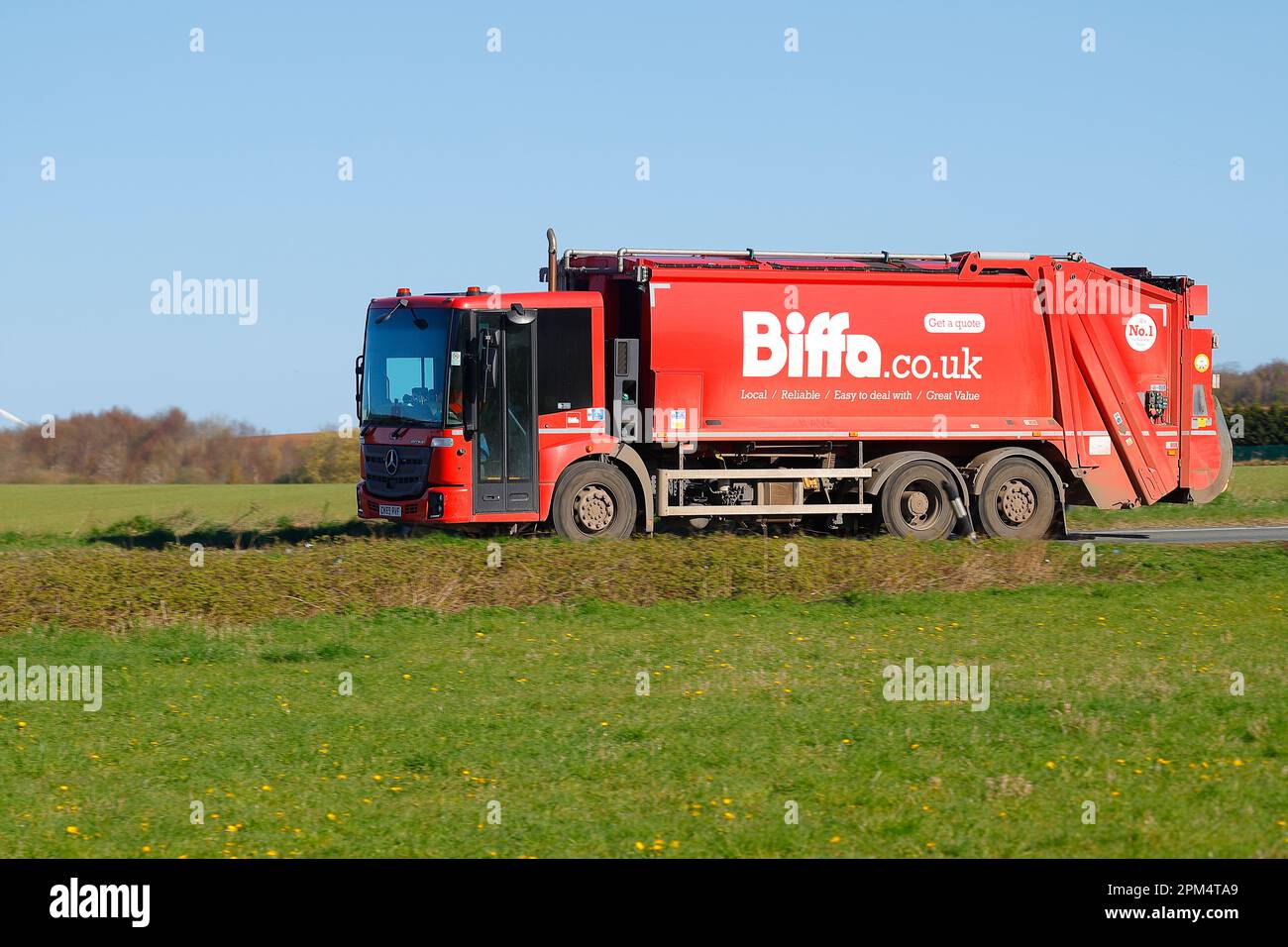 A Biffa waste collection lorry on the B1222 at Sherburn-in-Elmet,North ...