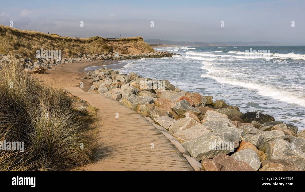 Montrose Beach with waves coming in, Montrose, Angus, Scotland, UK ...