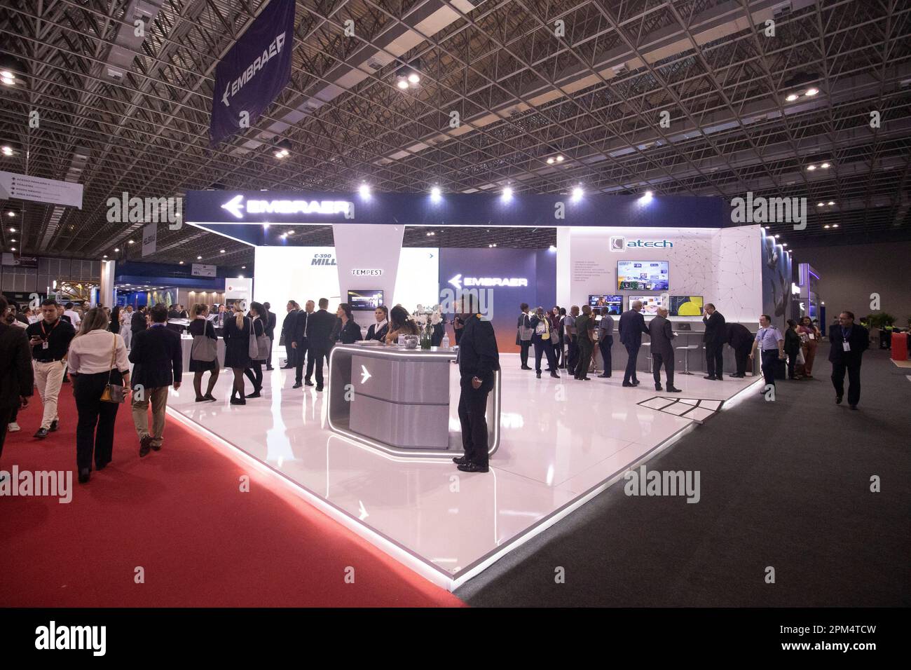 Rio De Janeiro, Brazil. 11th Apr, 2023. Embraer Stand during LAAD ...