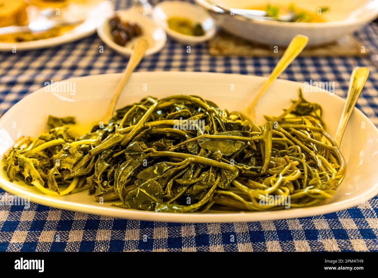 Pickled vegetables such as kapari, a Cypriot type of caper (center) and ...