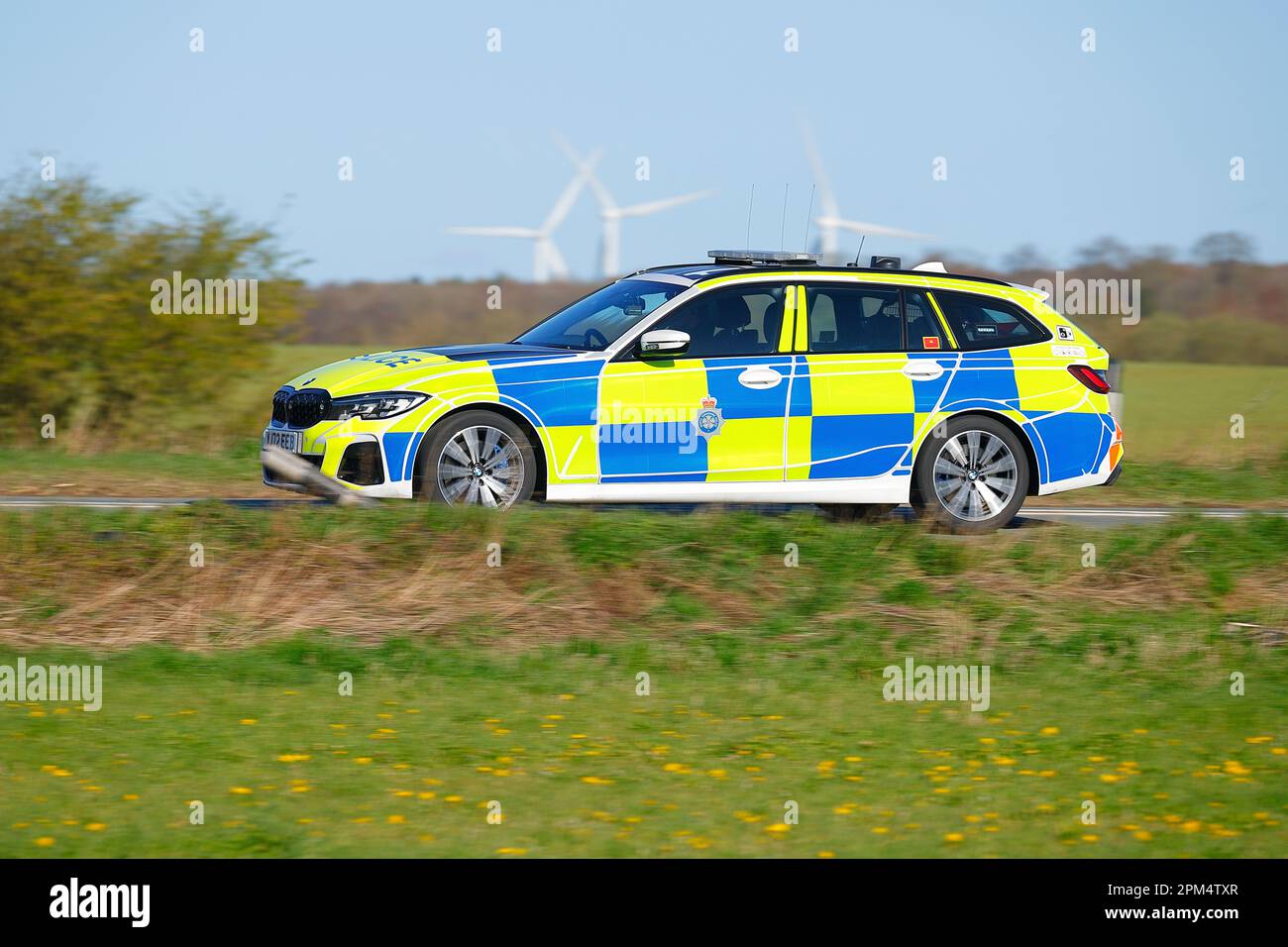 BMW police vehicle from North Yorkshire Police Force travelling along ...