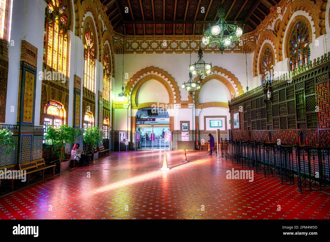 Wide angle view of the waiting room inside the old transportation ...