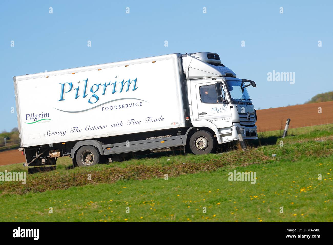 Pilgrim Foodservice vehicle travelling along the B1222 nar Sherburn-in ...