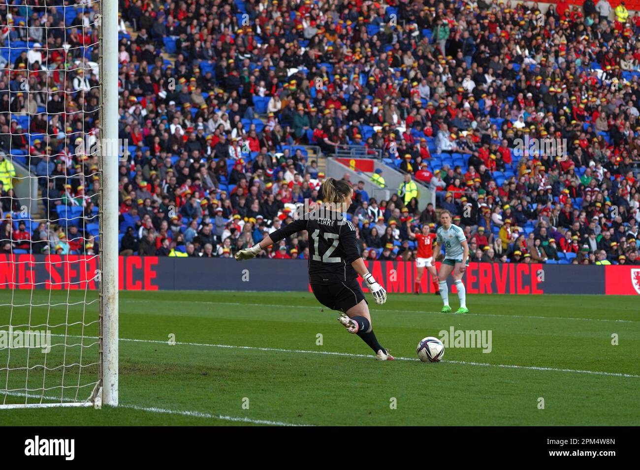 Olivia Clark, Goalkeeper in front of The Red Wall, Wales 4 v 1 Northern ...