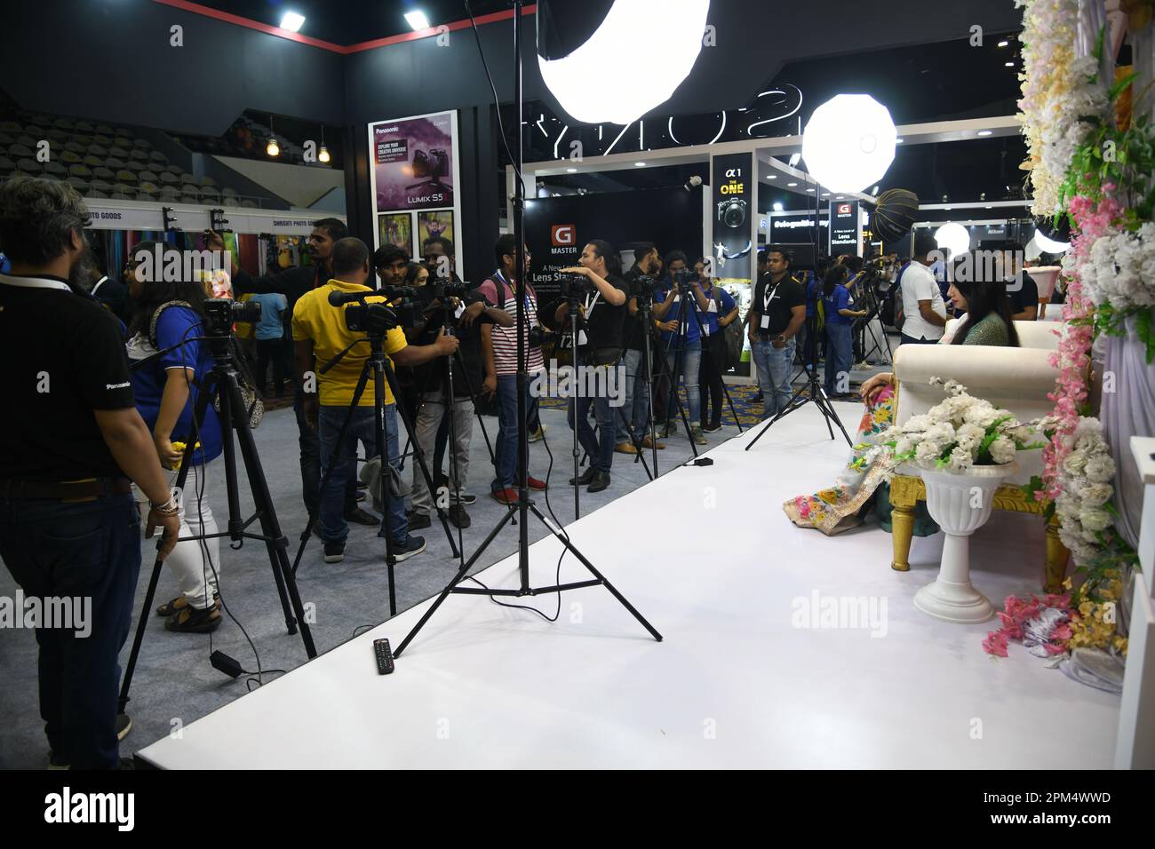 Kolkata, India. 11th Apr, 2023. A model poses at the Phototech India 2023 - a photo ...