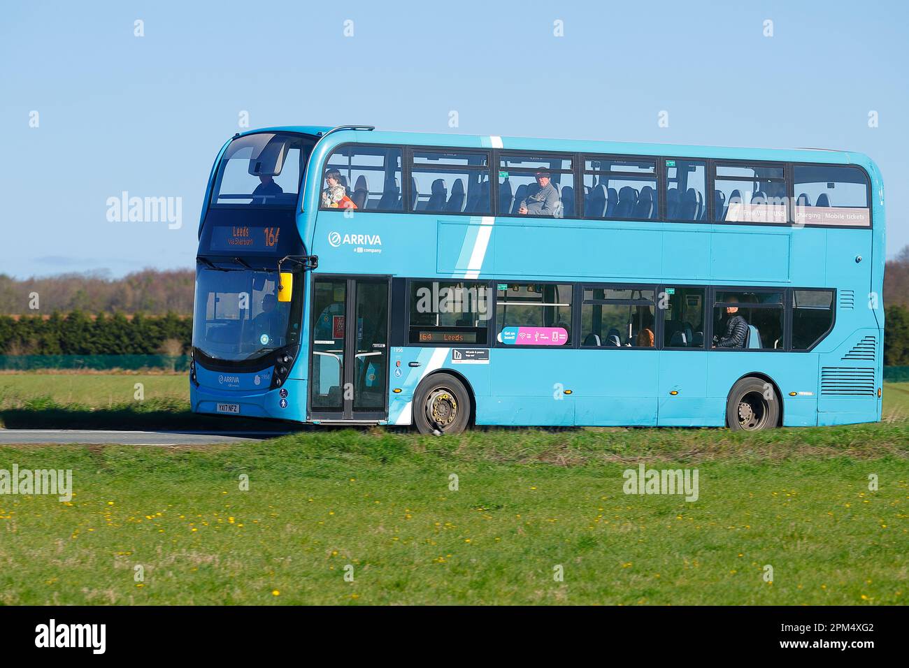 Double Decker bus operated by Arriva Yorkshire travelling along the ...
