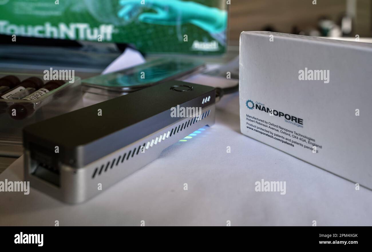 Brno, Czechia - October 08, 2021: Small portable DNA flow cell ...