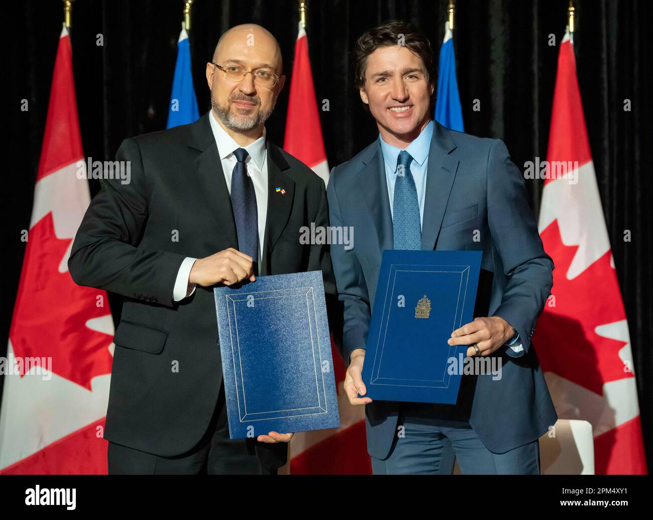 Ukrainian Prime Minister Denys Shmyhal and Prime Minister Justin ...