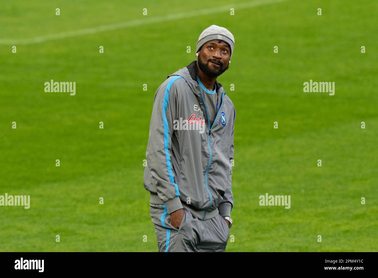 Napoli's Andre-Frank Zambo Anguissa stands on the pitch ahead the ...
