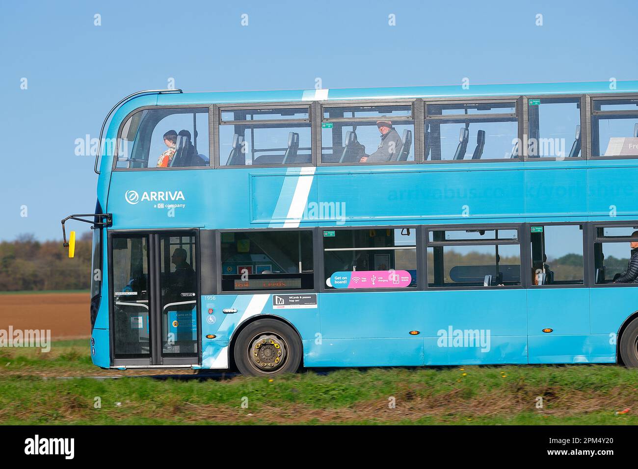 Double Decker bus operated by Arriva Yorkshire travelling along the ...