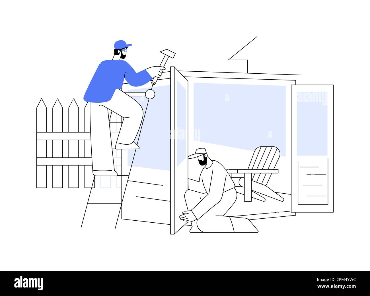 Summer house installation abstract concept vector illustration Stock ...