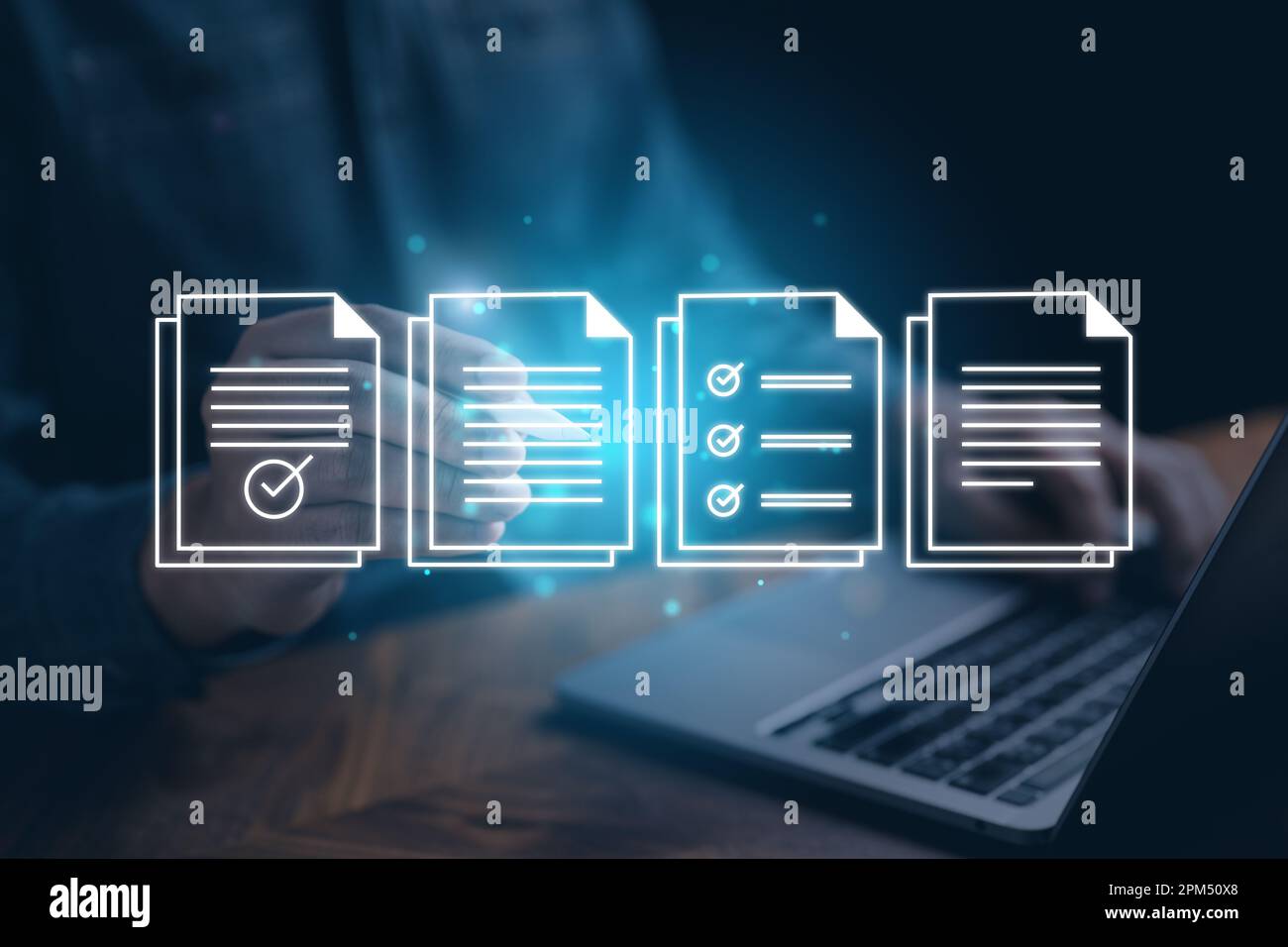 Data document analysis chart on laptop technology Stock Photo - Alamy
