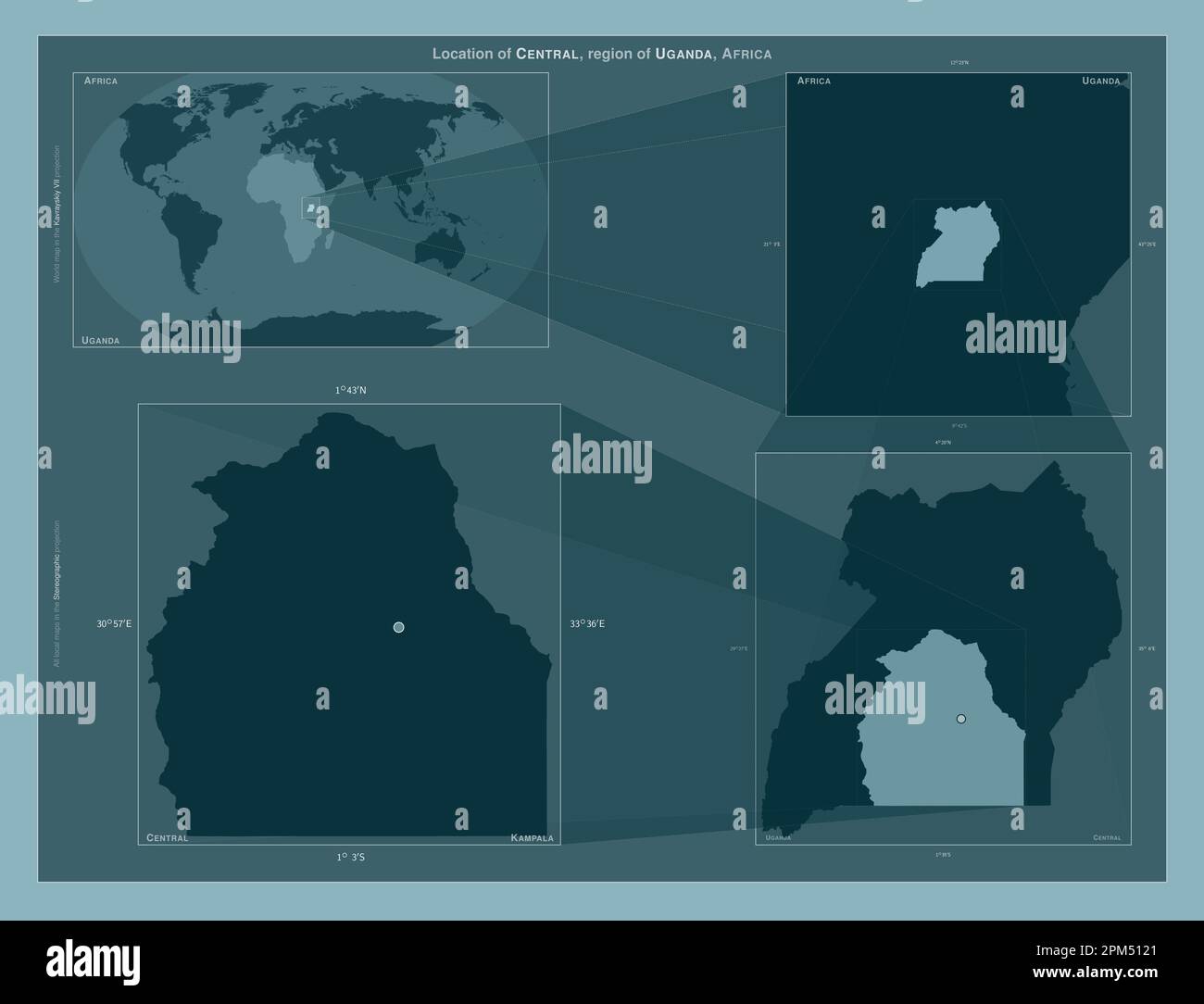 Central, region of Uganda. Diagram showing the location of the region ...