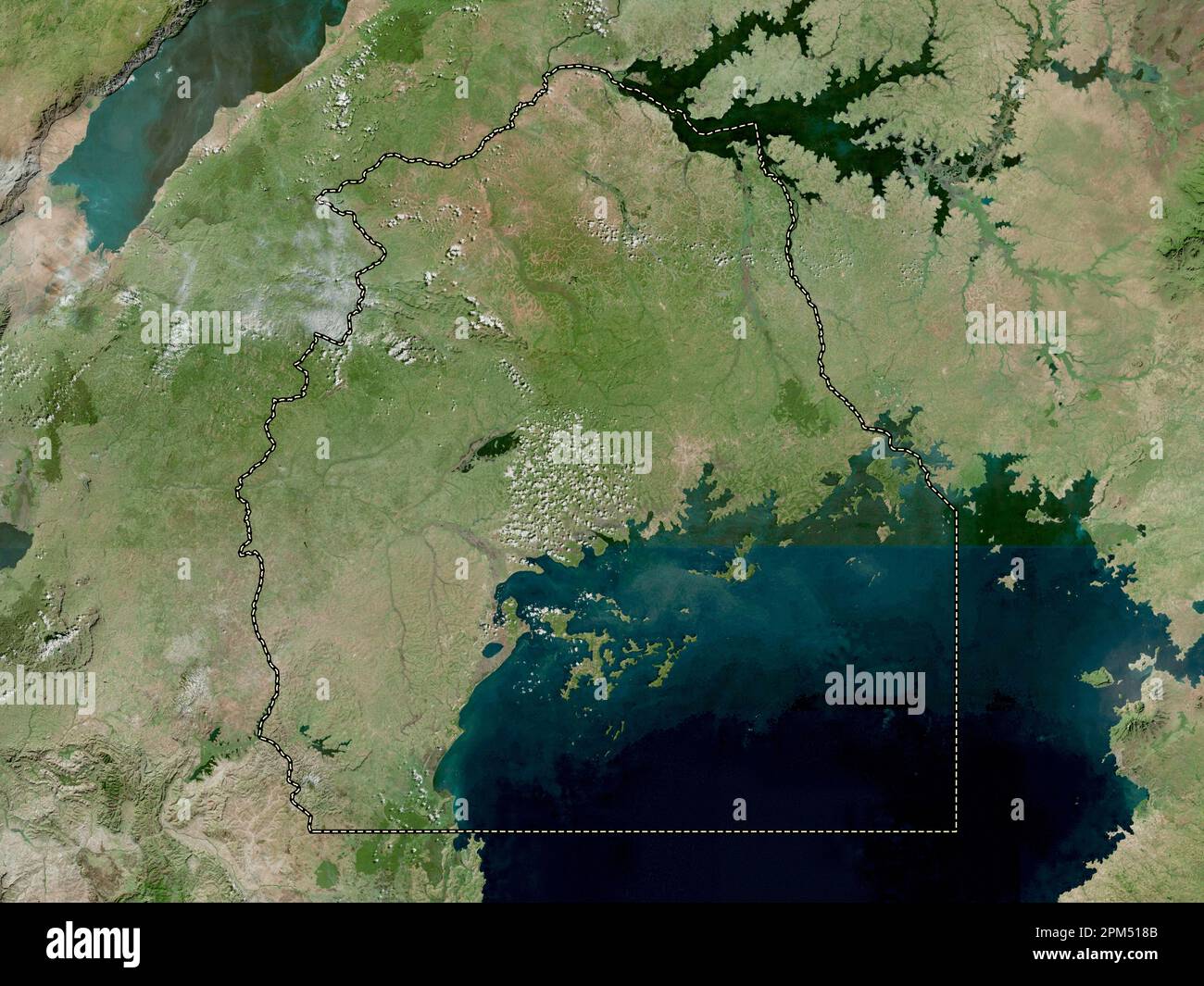 Central, region of Uganda. High resolution satellite map Stock Photo ...