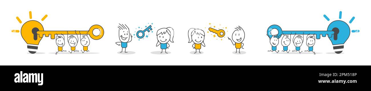 Stick figures. Key to success, business opportunity or solution concept ...