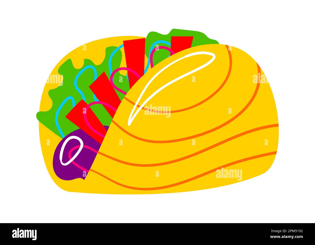 Mexican tacos. Traditional holiday food. Stylized illustration for ...