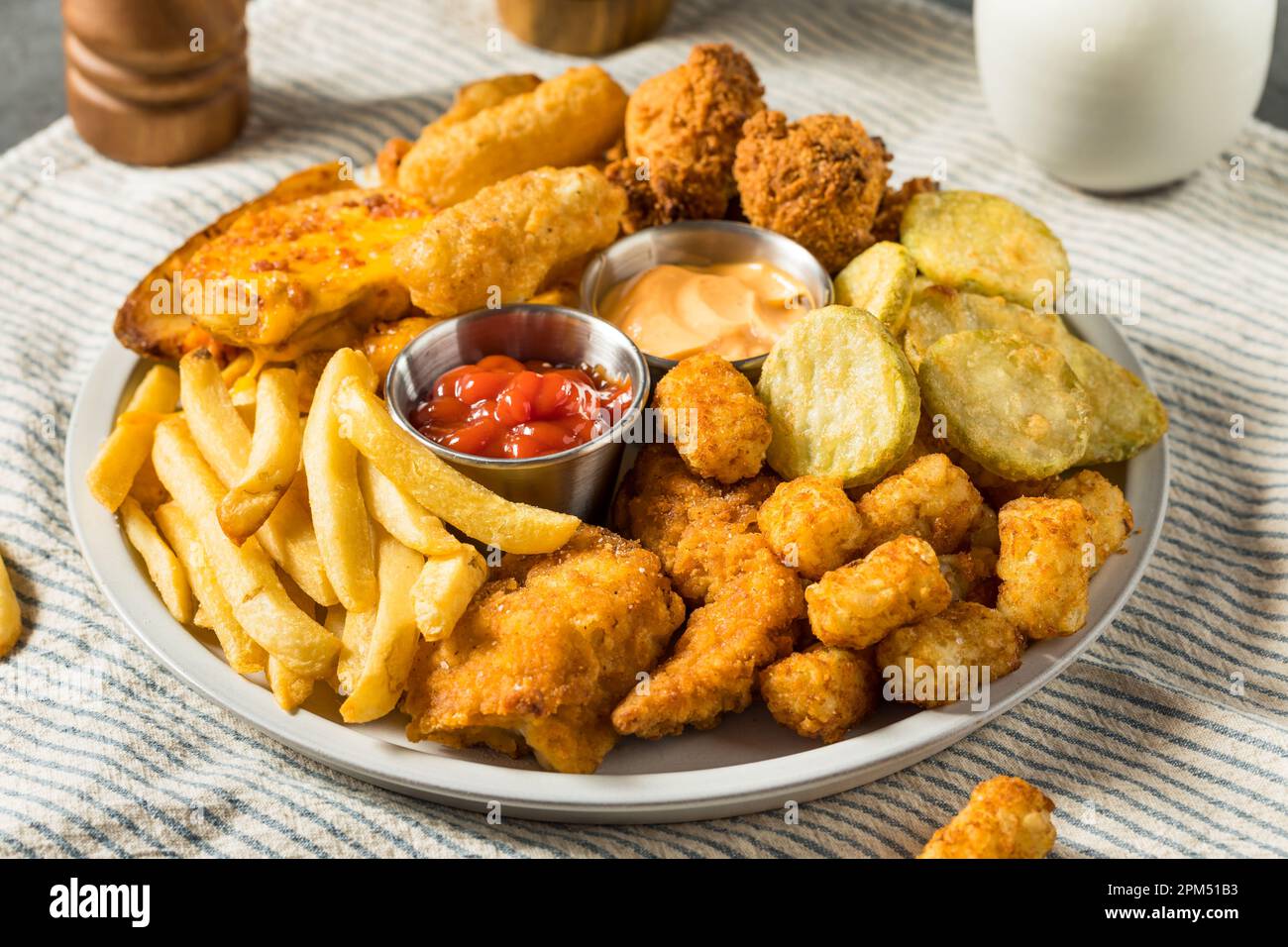 Deep Fried Appetizer Platter with French Fries Tots Mozzarella Sticks ...