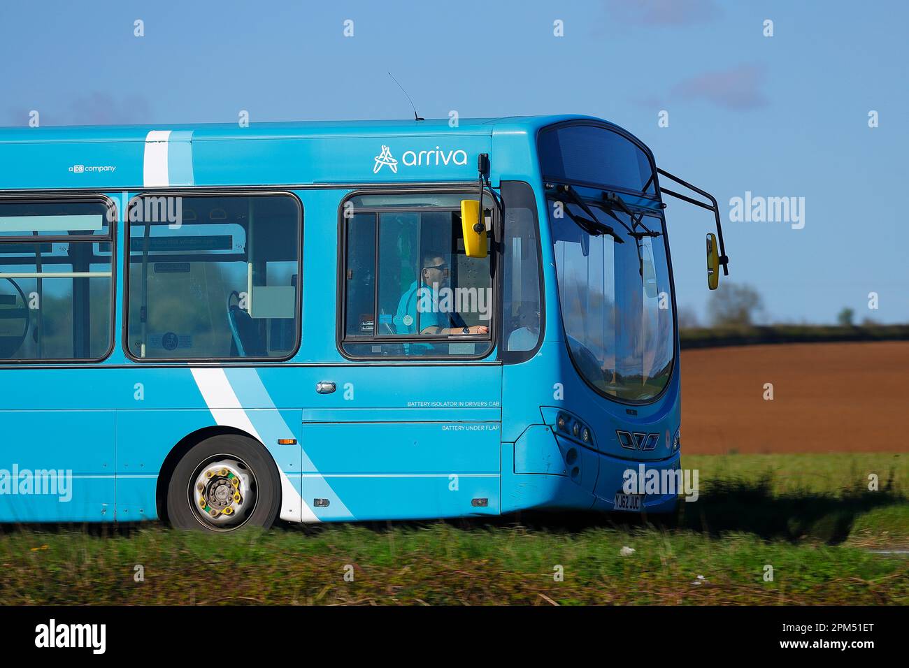 An Arriva bus from Leeds travelling along the B1222 towards Sherburn-in ...