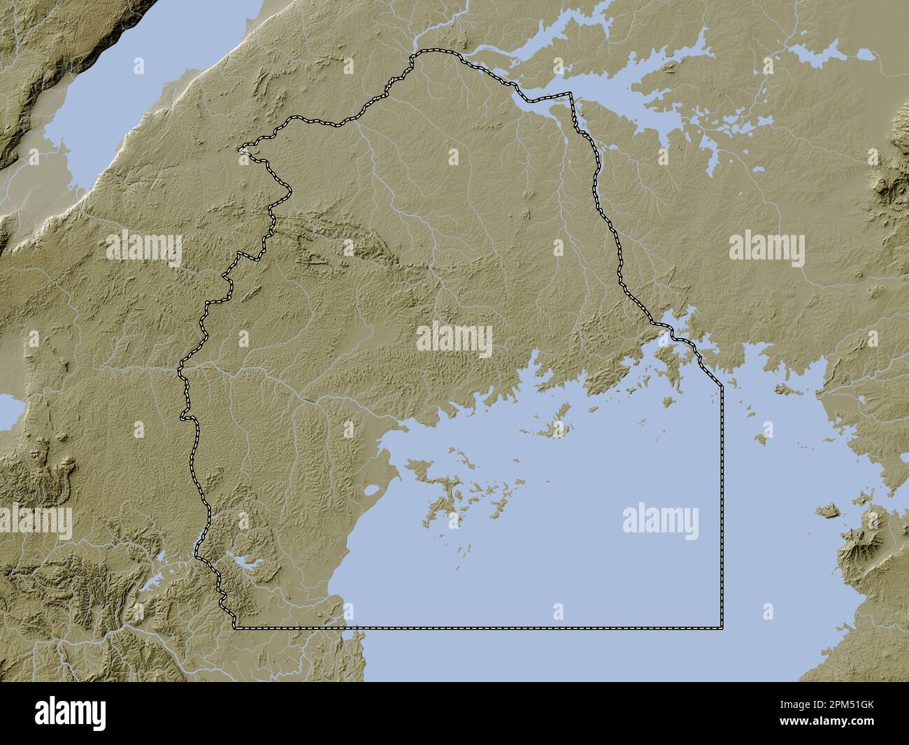 Central, region of Uganda. Elevation map colored in wiki style with ...