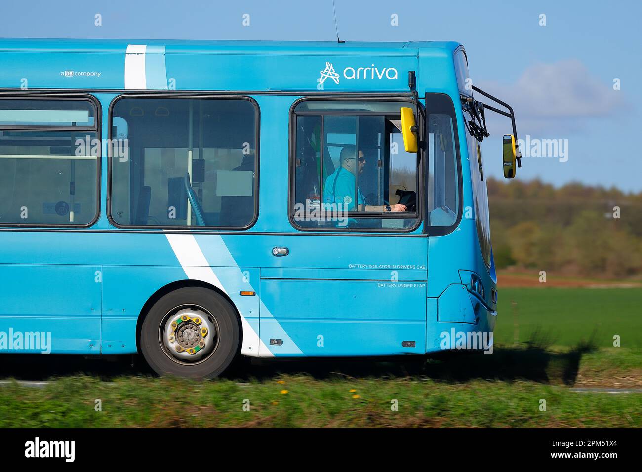 An Arriva bus from Leeds travelling along the B1222 towards Sherburn-in ...